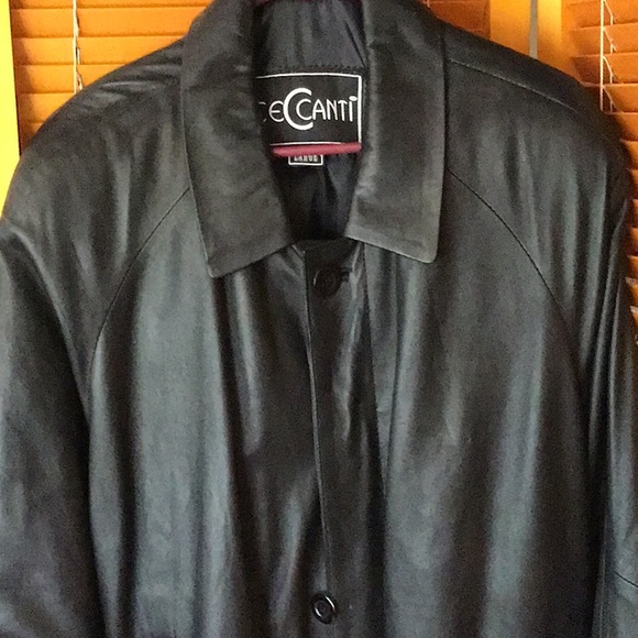 ceCanti | Jackets & Coats | Leather Mens Trench Coat With Hidden Button ...